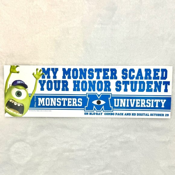 Disney | Other | Disney Monsters University Bumper Sticker My Monster ...